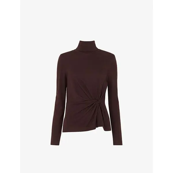 Whistles Roll-neck Twist-front Woven Top