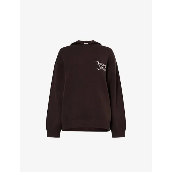 4TH & RECKLESS Logo-embroidered Knitted Hoodie - Chocolate