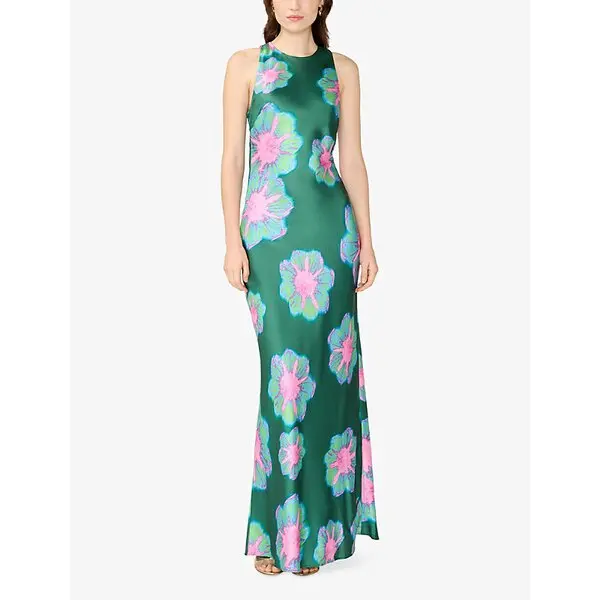 dark green dresser nursery Forest Green Satin Balloon Sleeve Tie Neck Sadie Midi Dress