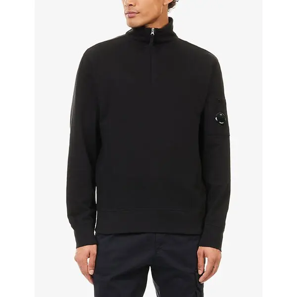 C.P. COMPANY Logo-patch Half-zip Cotton Jumper