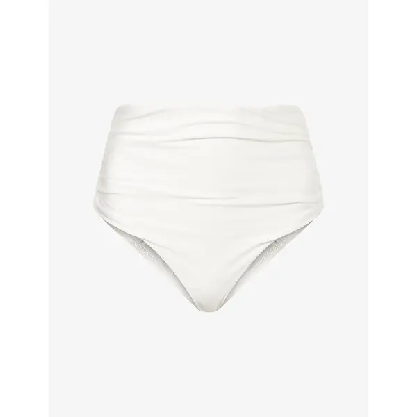 Simkhai High-waist Ruched Bikini Bottoms - White