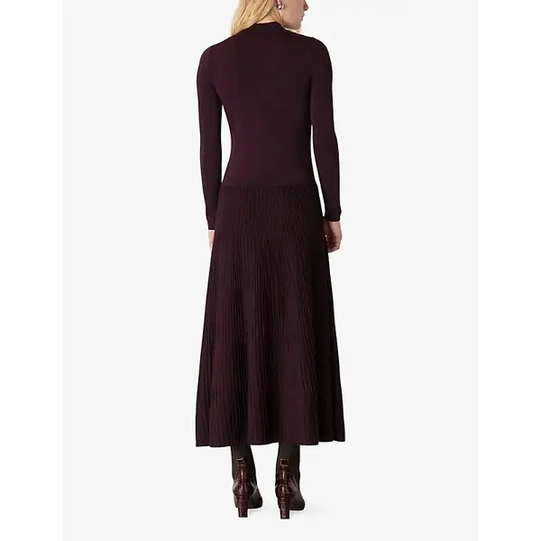 knitted midi wrap dress Fit-and-Flare Tonal Abstract Knit Midi Dress