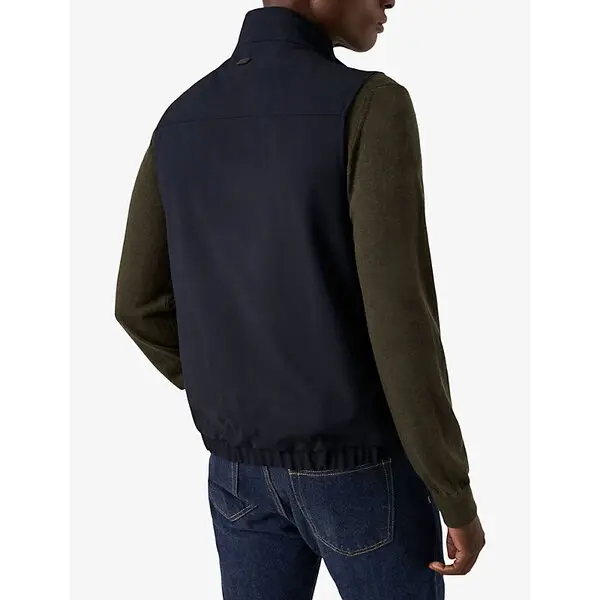 Eton Reversible Zip-up Stretch Wool-blend Gilet - Navy Blue