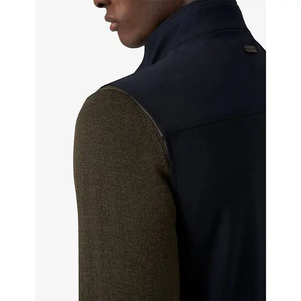 Eton Reversible Zip-up Stretch Wool-blend Gilet - Navy Blue