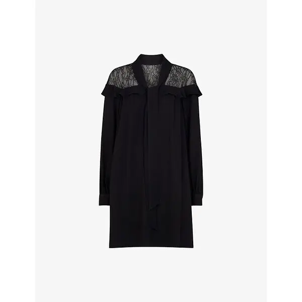 Whistles Lace-embroidered Crepe Mini Dress