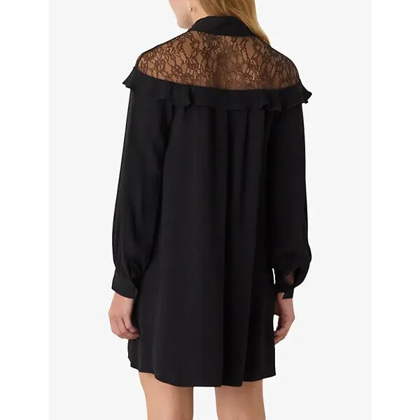Whistles Lace-embroidered Crepe Mini Dress