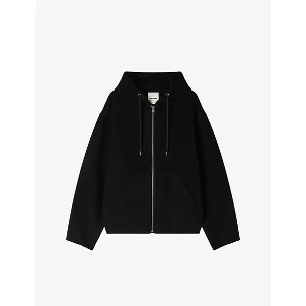 Sandro Hooded Zip-up Wool-blend Jacket