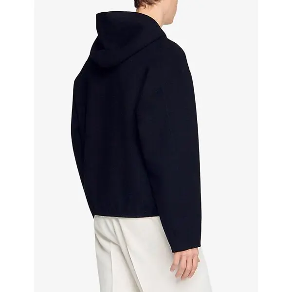 Sandro Hooded Zip-up Wool-blend Jacket