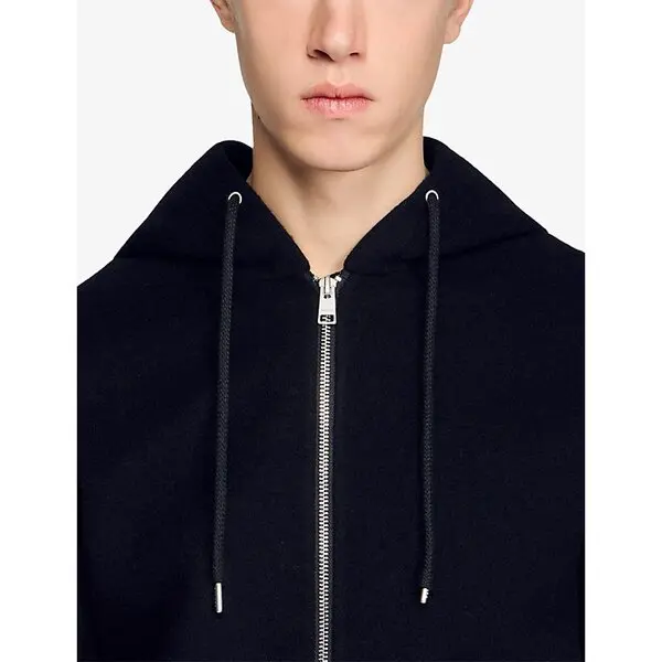 Sandro Hooded Zip-up Wool-blend Jacket