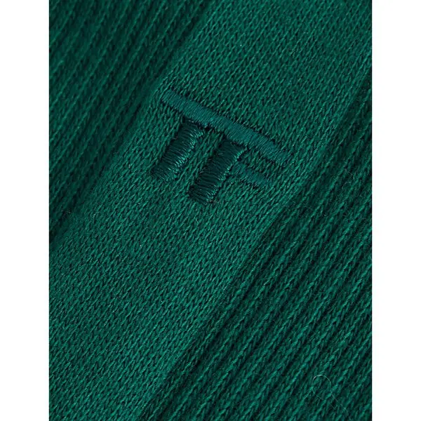TOM FORD Ribbed Cotton Crew Socks - Dark Emerald