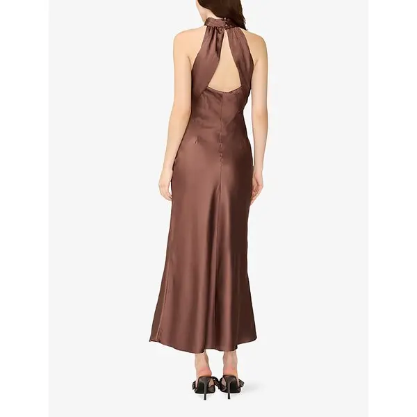 OMNES Seychelles Open-back Satin Midi Dress