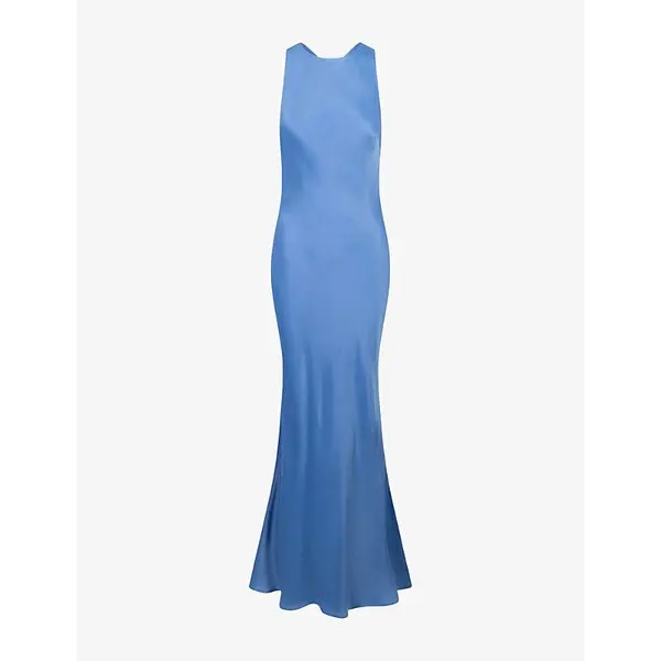 OMNES Jai Draped-back Satin Maxi Dress