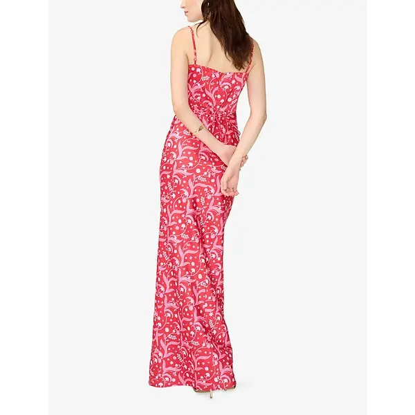 OMNES Jules Leaf-print Satin Maxi Dress
