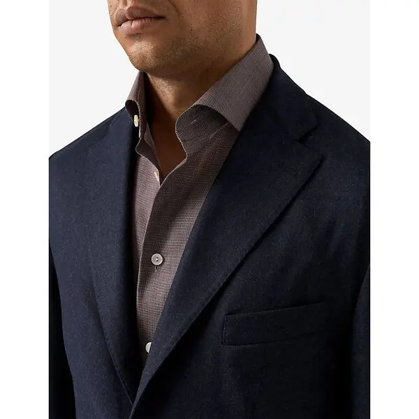 Eton Flannel Tailored-fit Wool Jacket - Navy Blue