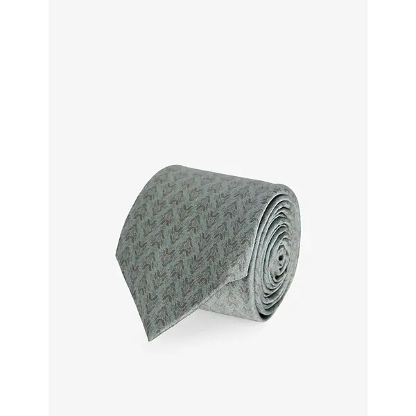 Corneliani Monogram Silk Neck Tie - Green Coloured 050