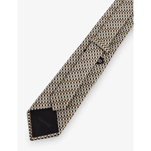 TOM FORD Geometric-print Silk Neck Tie - Beige Multicolor