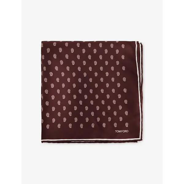 TOM FORD Polka-dot Silk Pocket Square - Burgundy