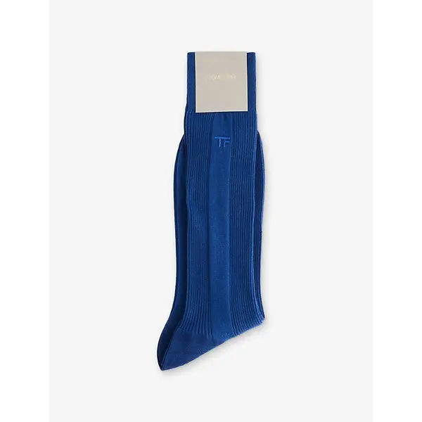 TOM FORD Ribbed Cotton Crew Socks - Royal Blue