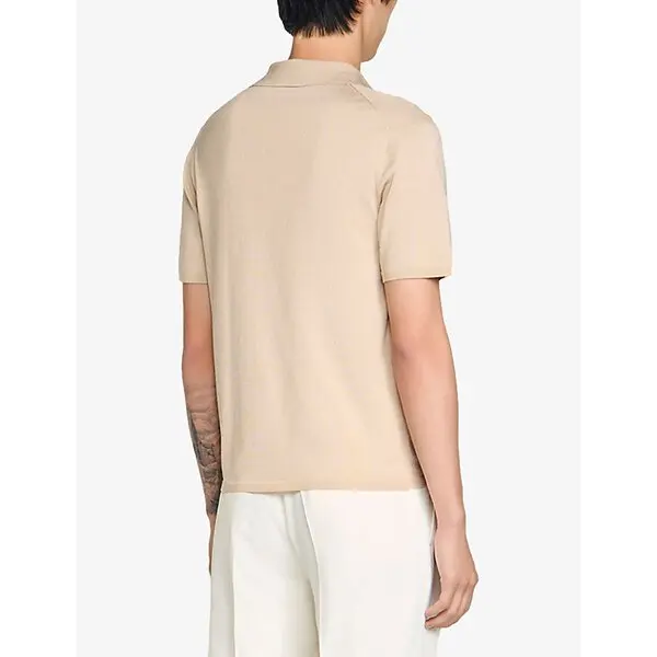 Sandro Short-sleeved Knitted Polo Shirt - Beige