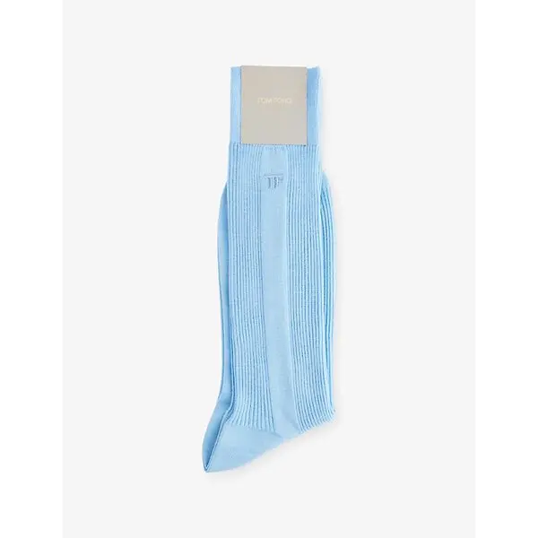 TOM FORD Ribbed Crew Socks - Turquoise