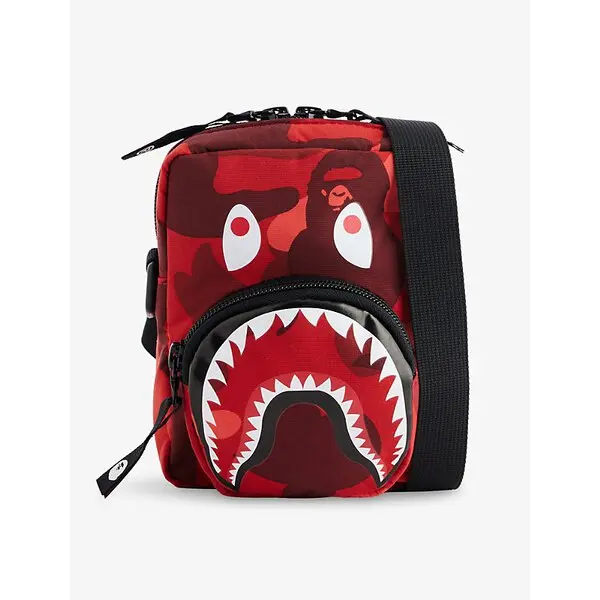 A BATHING APE Camo Shark Woven Cross Body Bag - Red