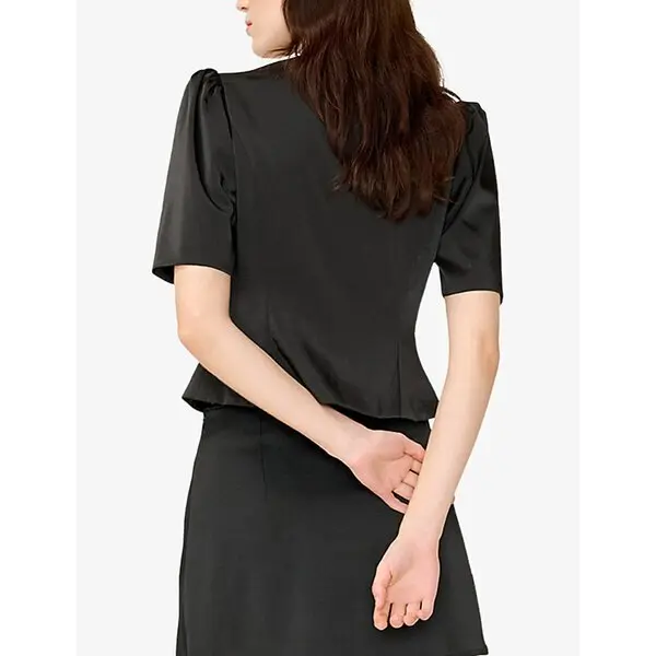 OMNES Lorelai Puff-sleeve Satin Blouse