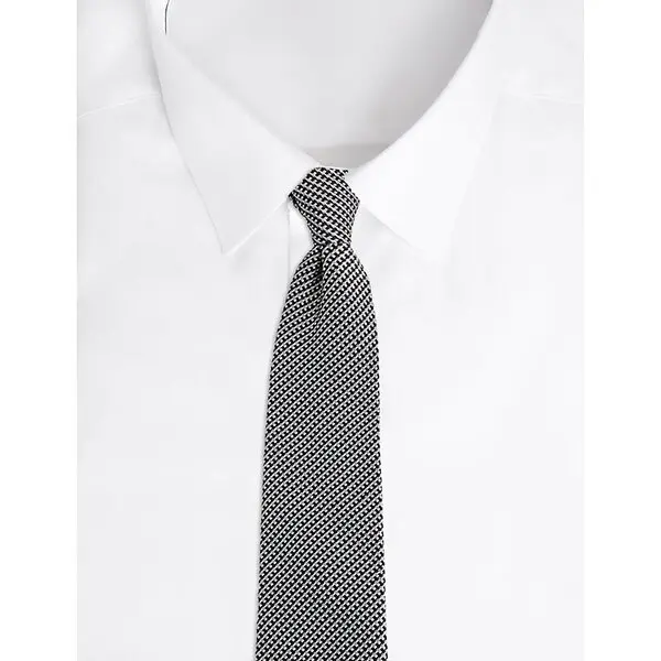 TOM FORD Geometric-print Silk Neck Tie - Silver