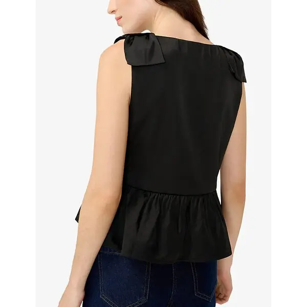 OMNES Keelee Bow-detail Satin Top