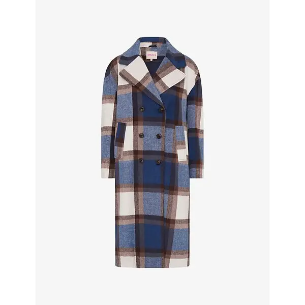 OMNES Tina Checked Woven Coat - Blue/brown Gingham