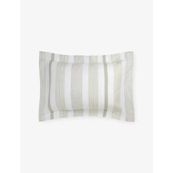 THE WHITE COMPANY Farne Stripe Single Oxford Cotton Pillowcase - Naturlmarl