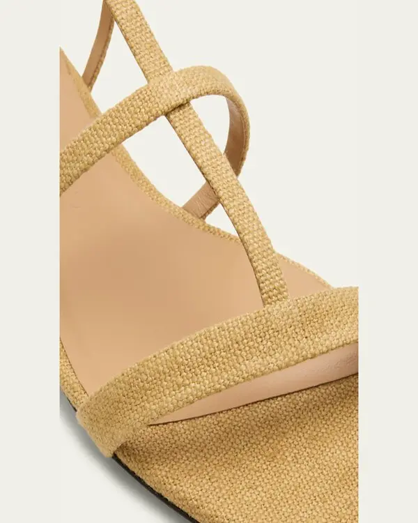 JIMMY CHOO Gwyn Canvas Flat Sandals - Camel