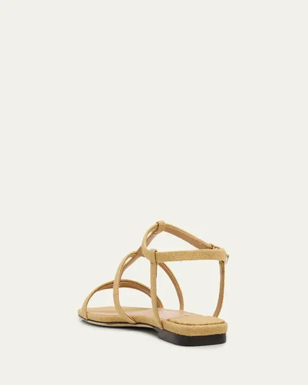 JIMMY CHOO Gwyn Canvas Flat Sandals - Camel