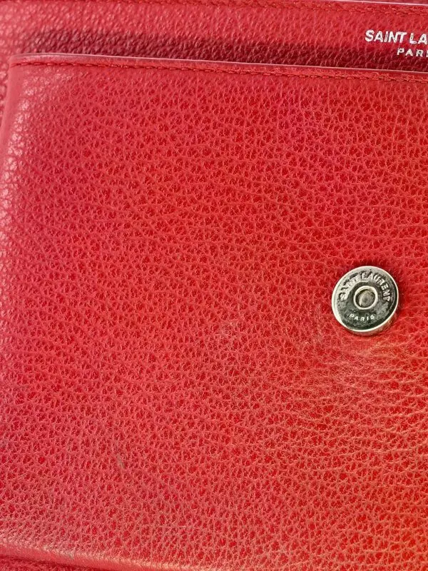 Saint Laurent Sunset Satchel Leather Medium Crossbody Bag - Red
