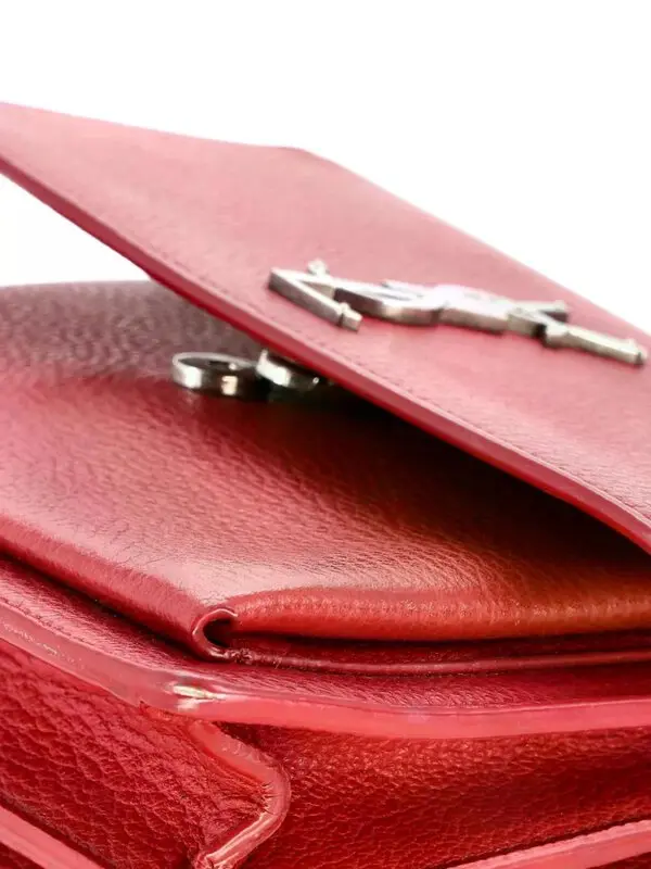 Saint Laurent Sunset Satchel Leather Medium Crossbody Bag - Red
