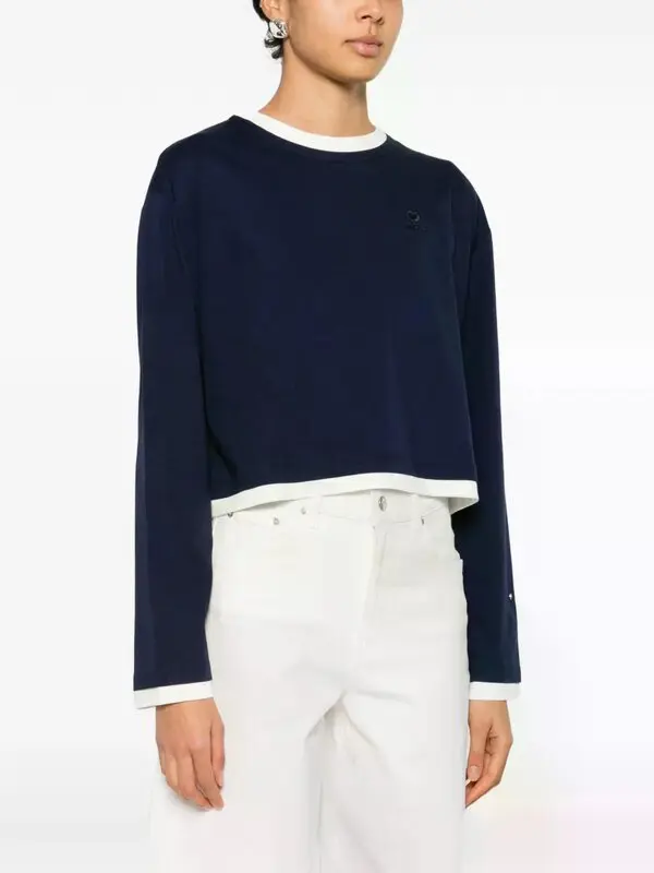 Maje Long-sleeve Cropped Logo T-shirt