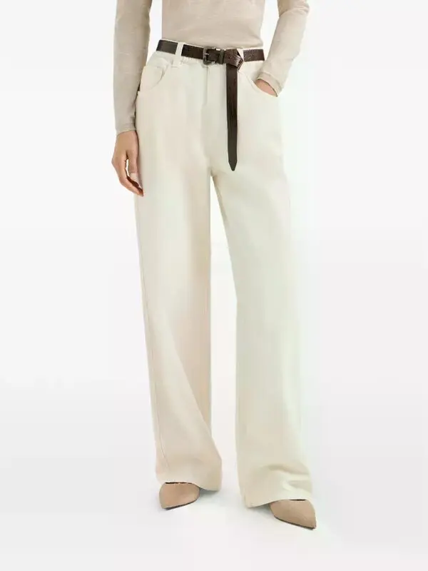 Brunello Cucinelli Panama Monili Detail Wide-leg Trousers