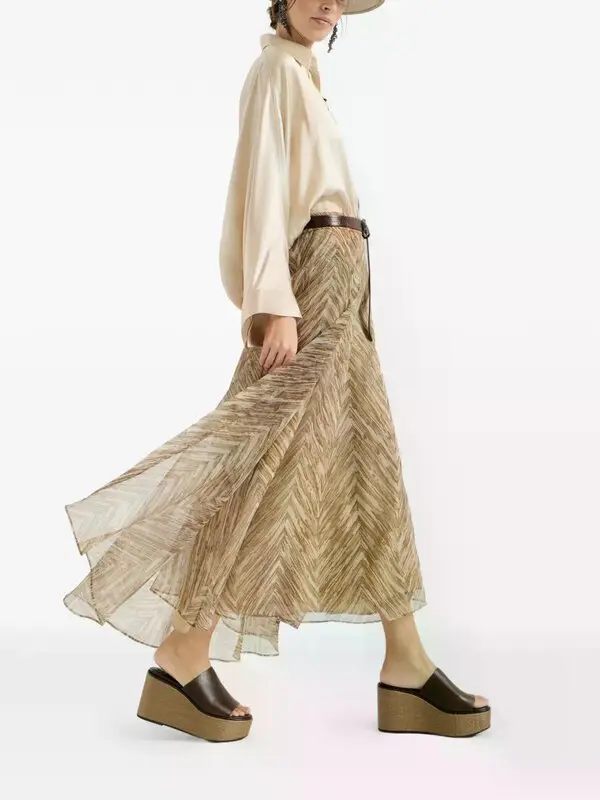 Brunello Cucinelli Midi Skirt With Chevron Pattern