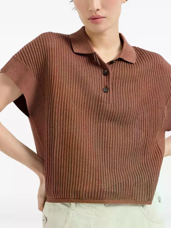 Brunello Cucinelli Ribbed Buttoned Polo Shirt