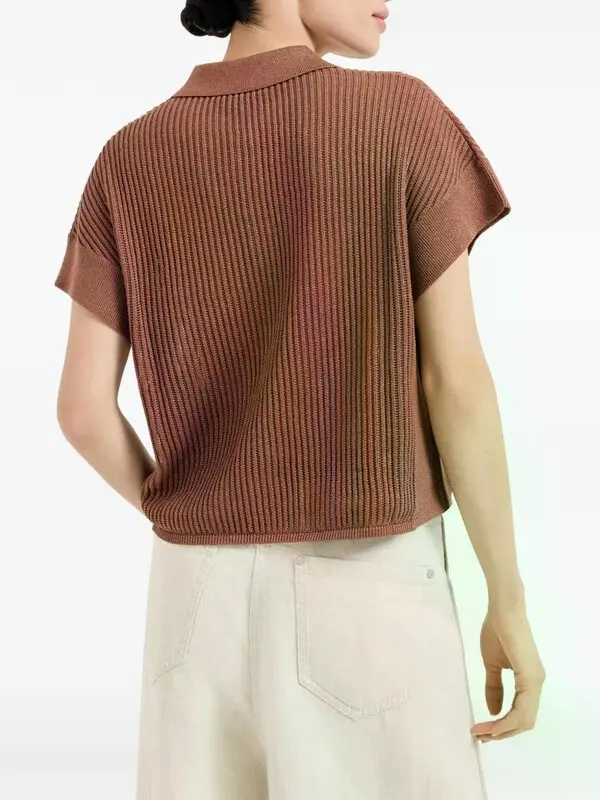 Brunello Cucinelli Ribbed Buttoned Polo Shirt