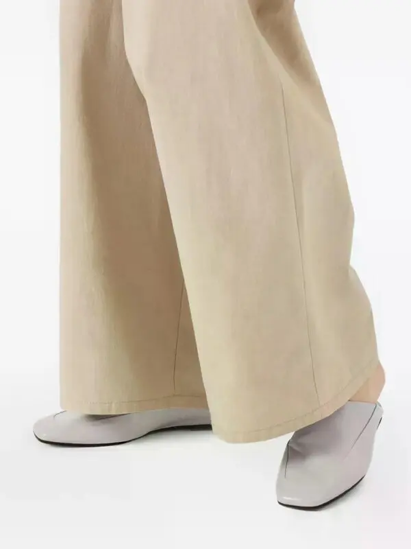 Brunello Cucinelli Square-toe Leather Flat Mules - Grey
