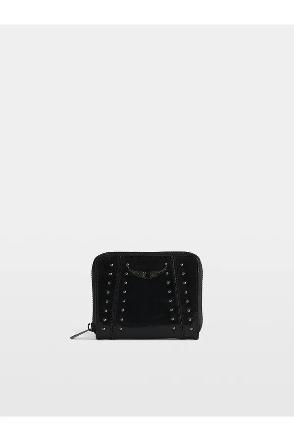 Zadig&Voltaire Mini Zv Vintage Patent Studs Wallet - Black