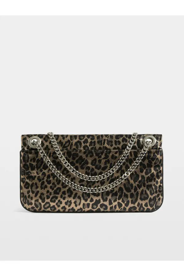 Zadig&Voltaire Rock Ii Metal Leopard Clutch - Silver