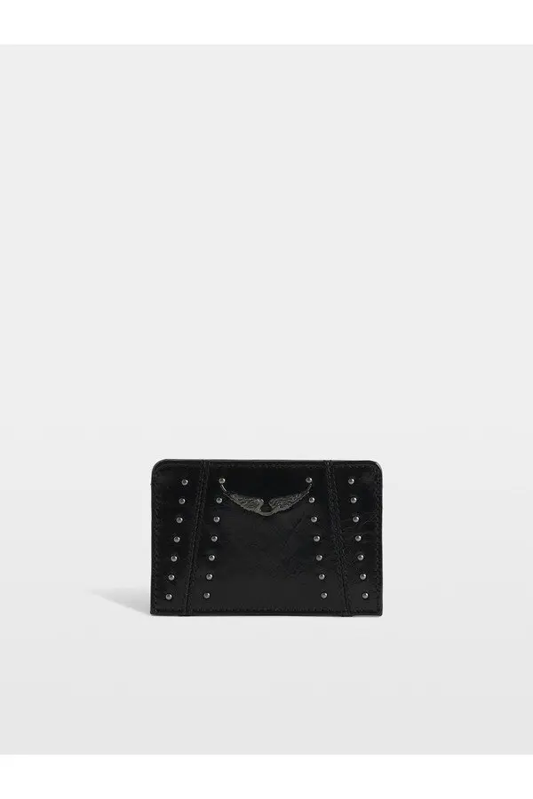 Zadig&Voltaire Zv Pass Vintage Patent Studs Cardholder - Black