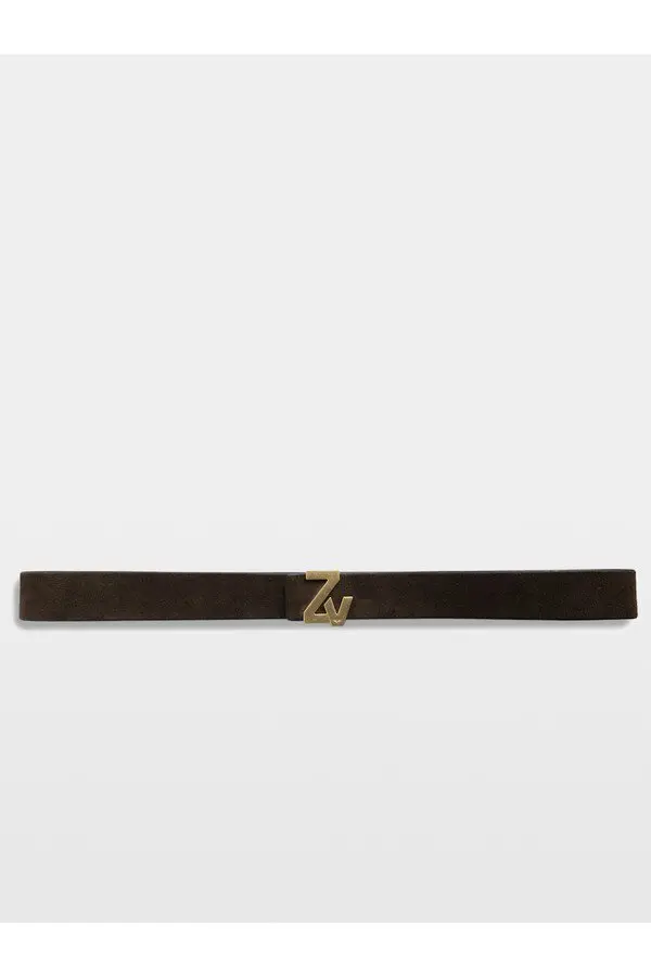 Zadig&Voltaire Zv Initiale Suede Leather Belt - Natural