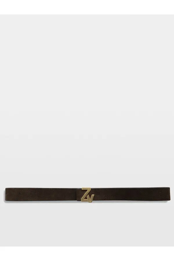 Zadig&Voltaire Zv Initiale Suede Leather Belt - Natural