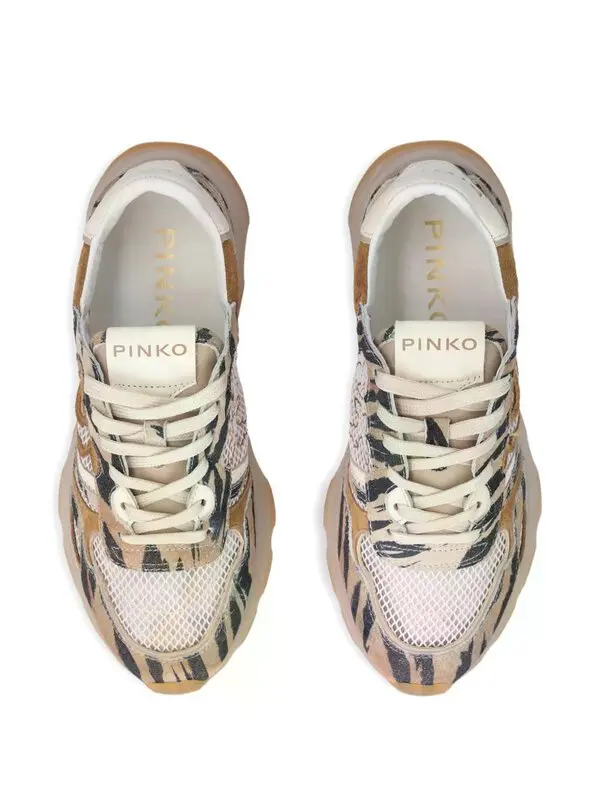 Pinko Zoe Tiger-print Logo Lace-up Sneakers