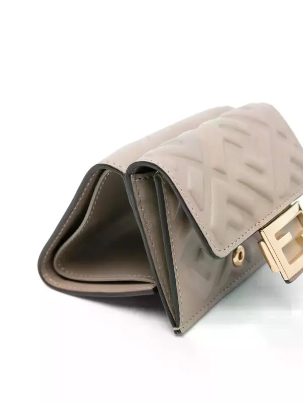 Fendi Micro Baguette Ff-embossed Tri-fold Wallet - Grey