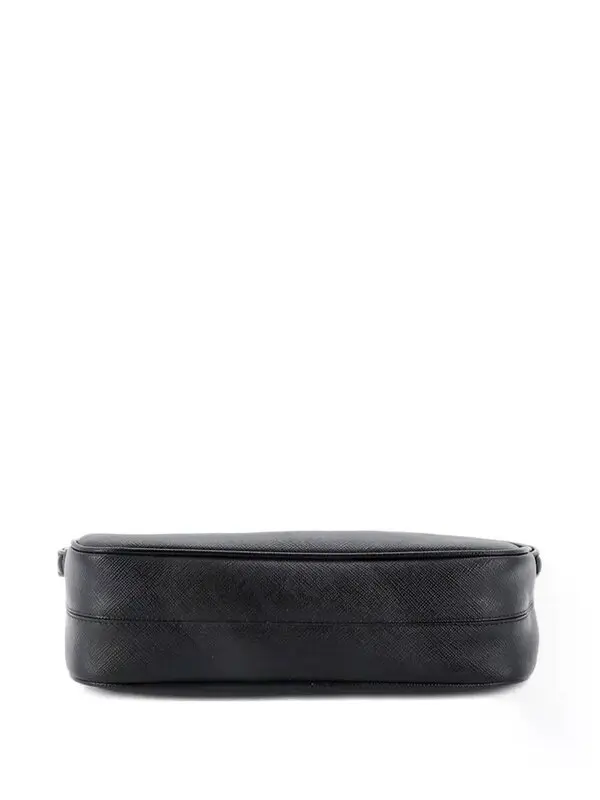 Prada Adjustable Handle Zip Saffiano Leather Mini Hobo Bag - Black