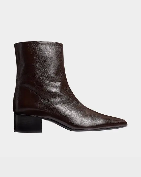Khaite Andee Leather Ankle Boots - Brown