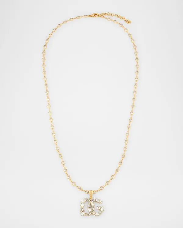 Dolce & Gabbana Rhinestone Dg Logo Pendant Necklace - Gold